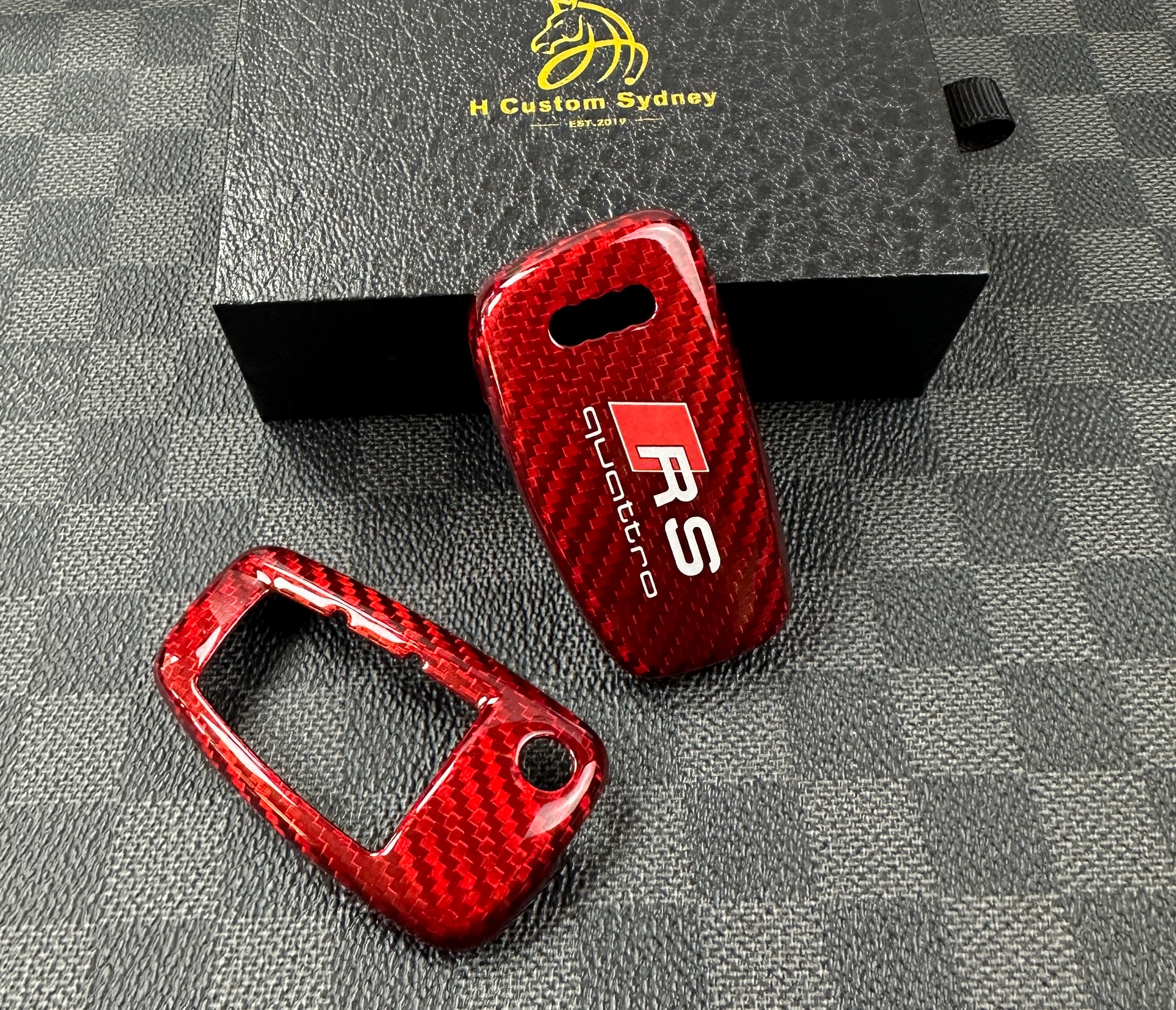 RS Premium Fiber Keyring Key Fob Cover Package For Audi RS3 RSQ3 TTRS ...