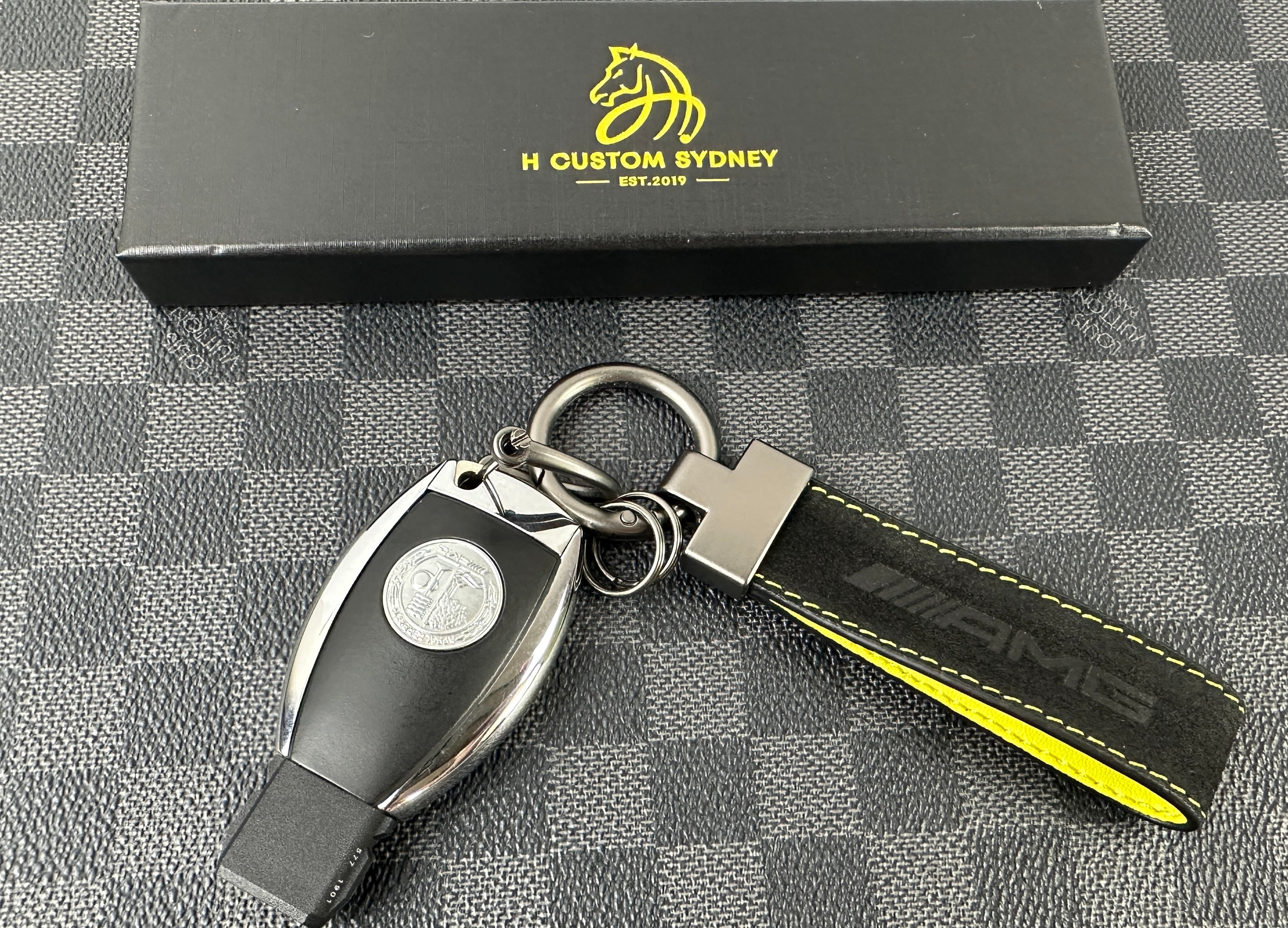 AMG Style Premium Alcantara and Nappa Leather Keyring Keychain For Mer ...