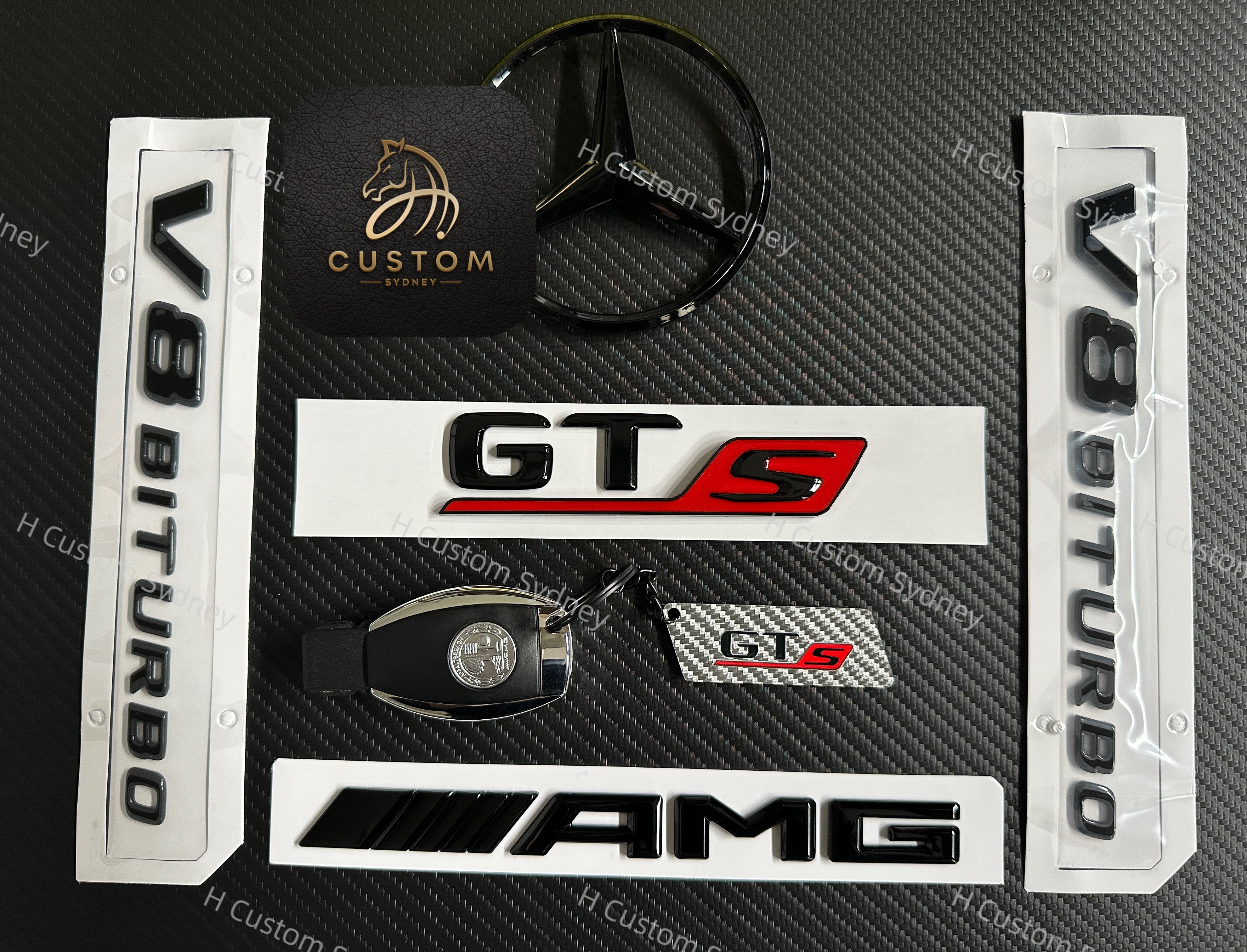 Gloss Black Full Badges Package For Mercedes AMG GTS C190 ONLY Exclusi ...