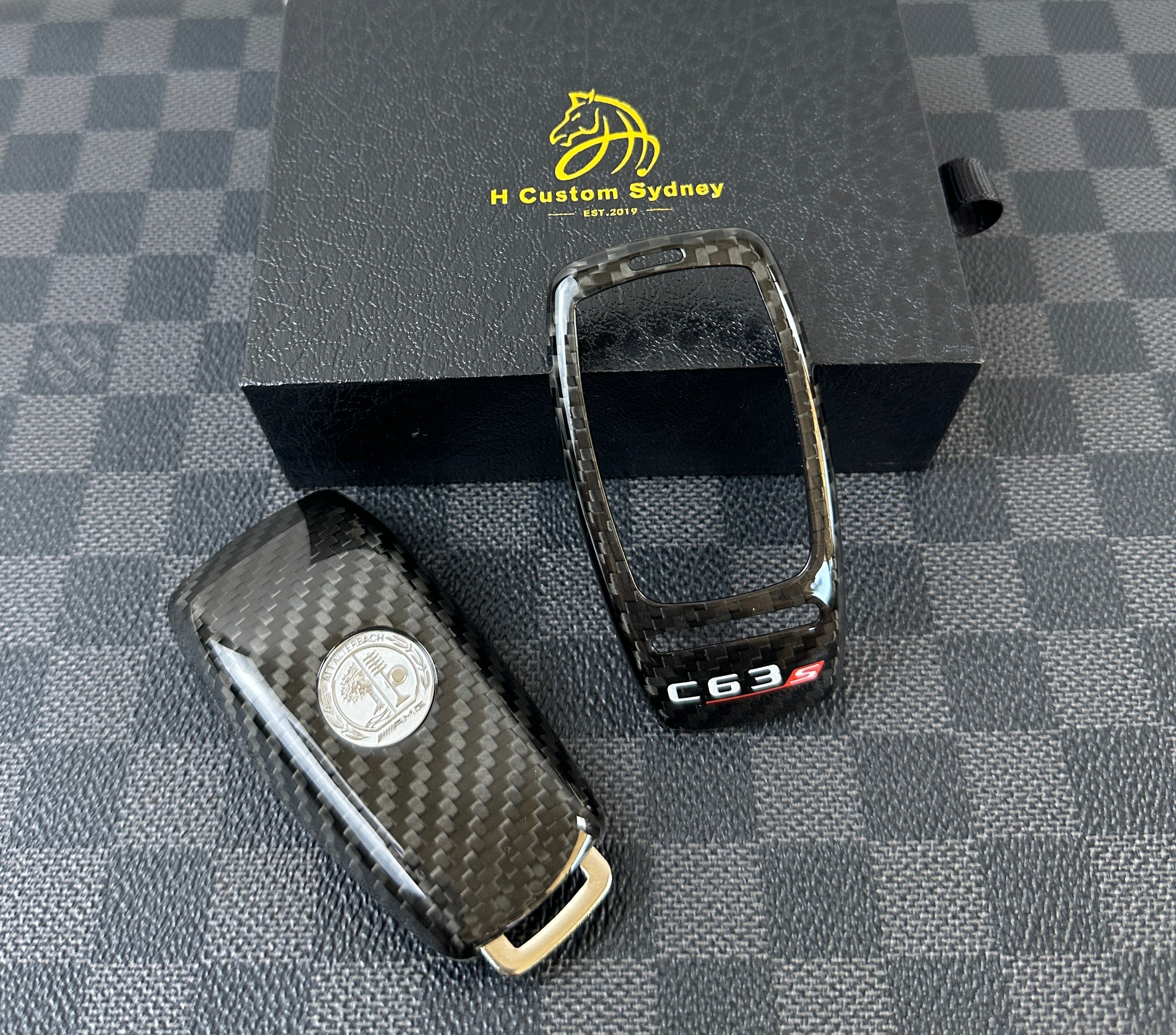 C63S Genuine Carbon Fiber Key Fob Cover Keyring Pack For Mercedes W205 ...