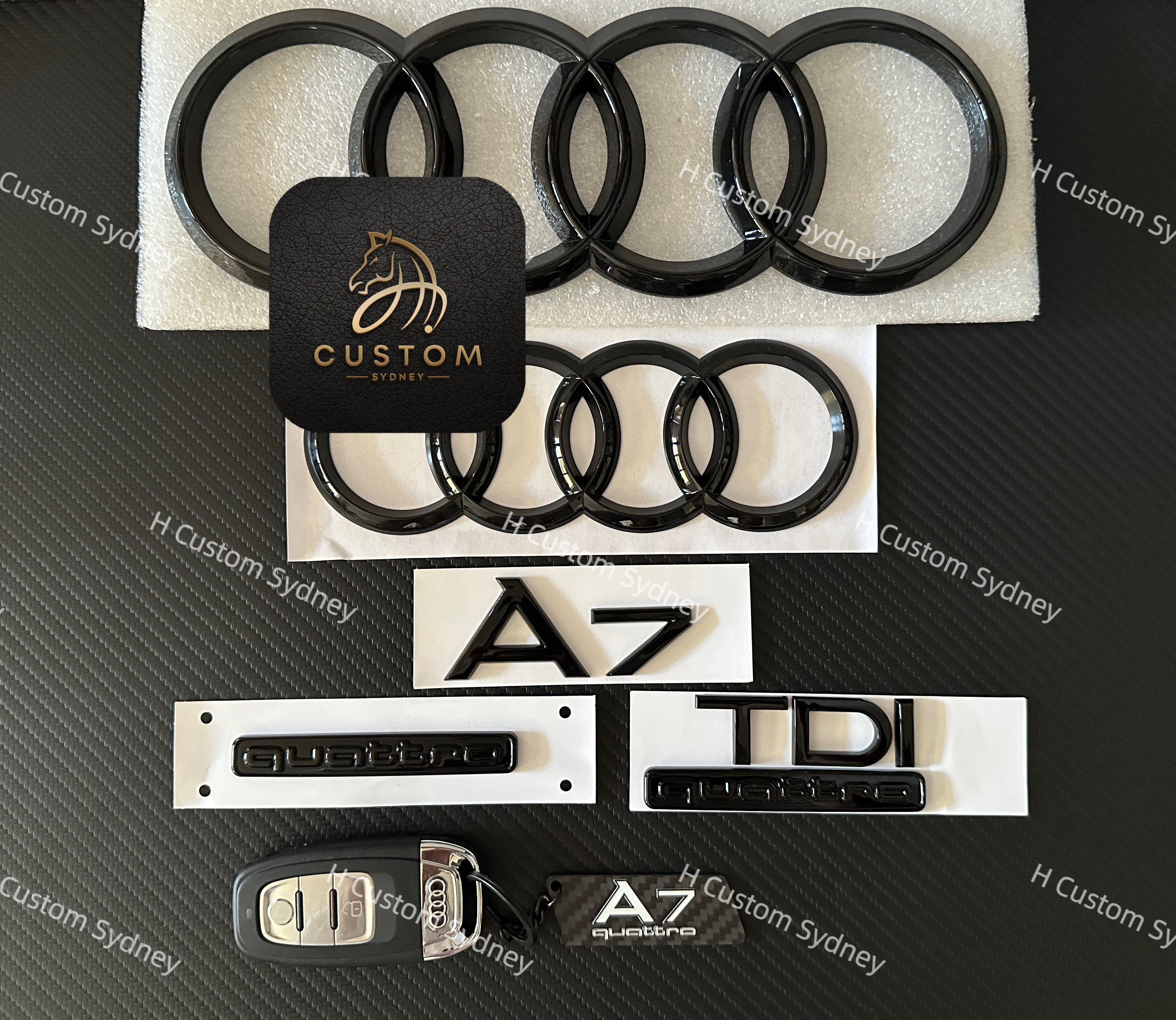 Gloss Black A7 TDI Quattro Badges Pack For Audi A7 4G 2013-2017 Models ...