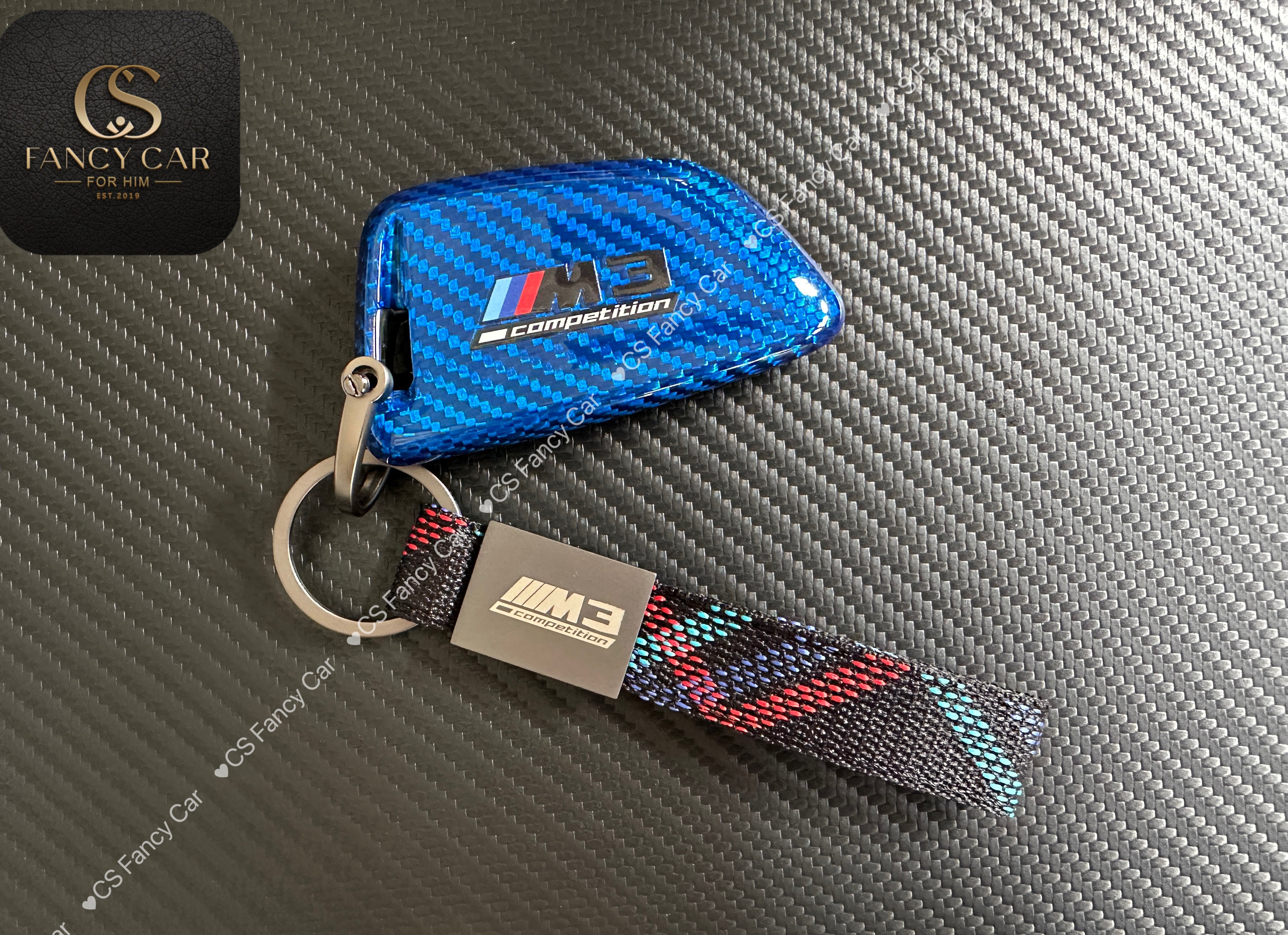 Premium Fiber Key Fob Cover For BMW M3 M4 M5 M8 X5M X6M Competition Ex ...
