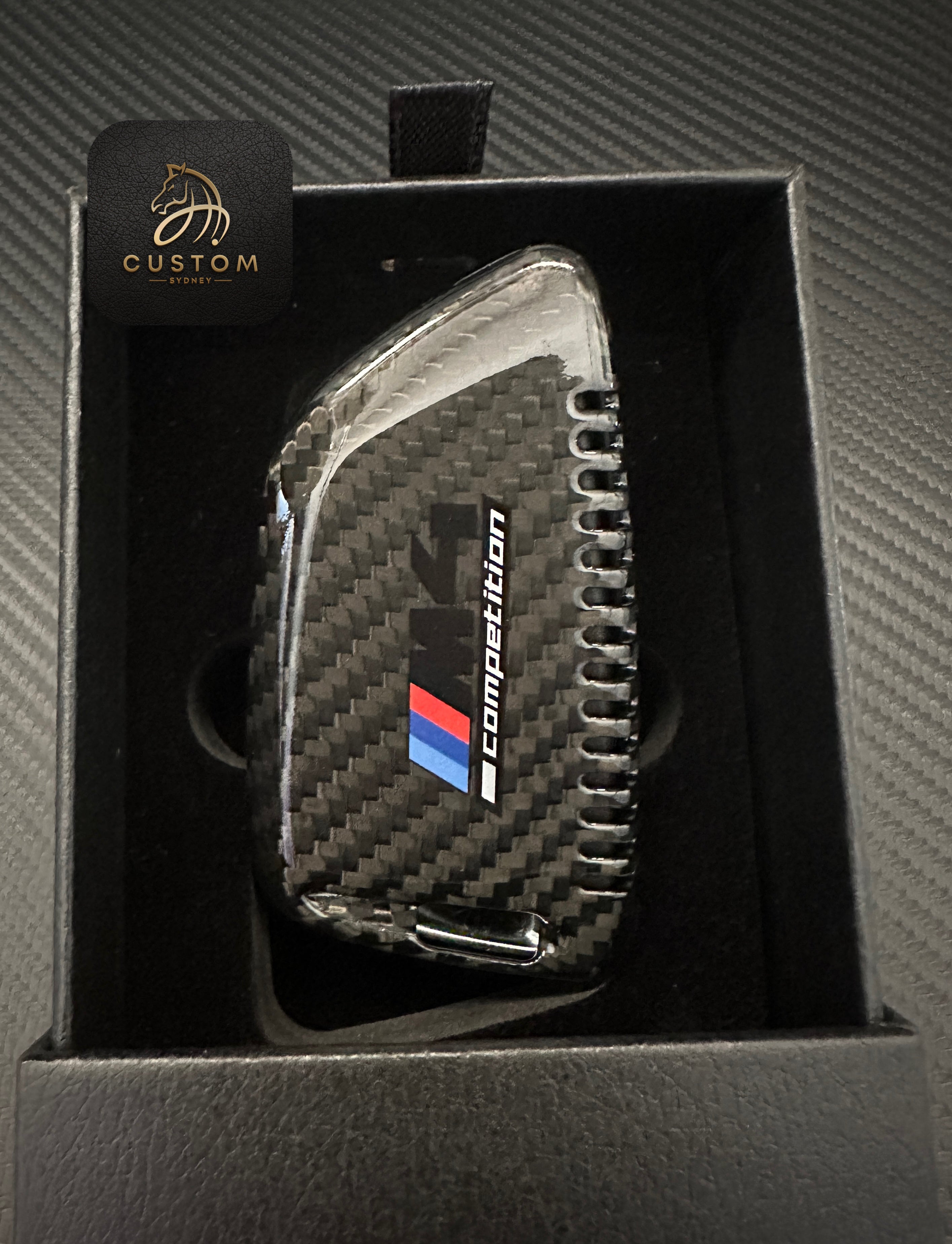 Genuine Carbon Fiber Keyring Key Fob Cover For BMW M3 M4 M5 M8 Competi ...