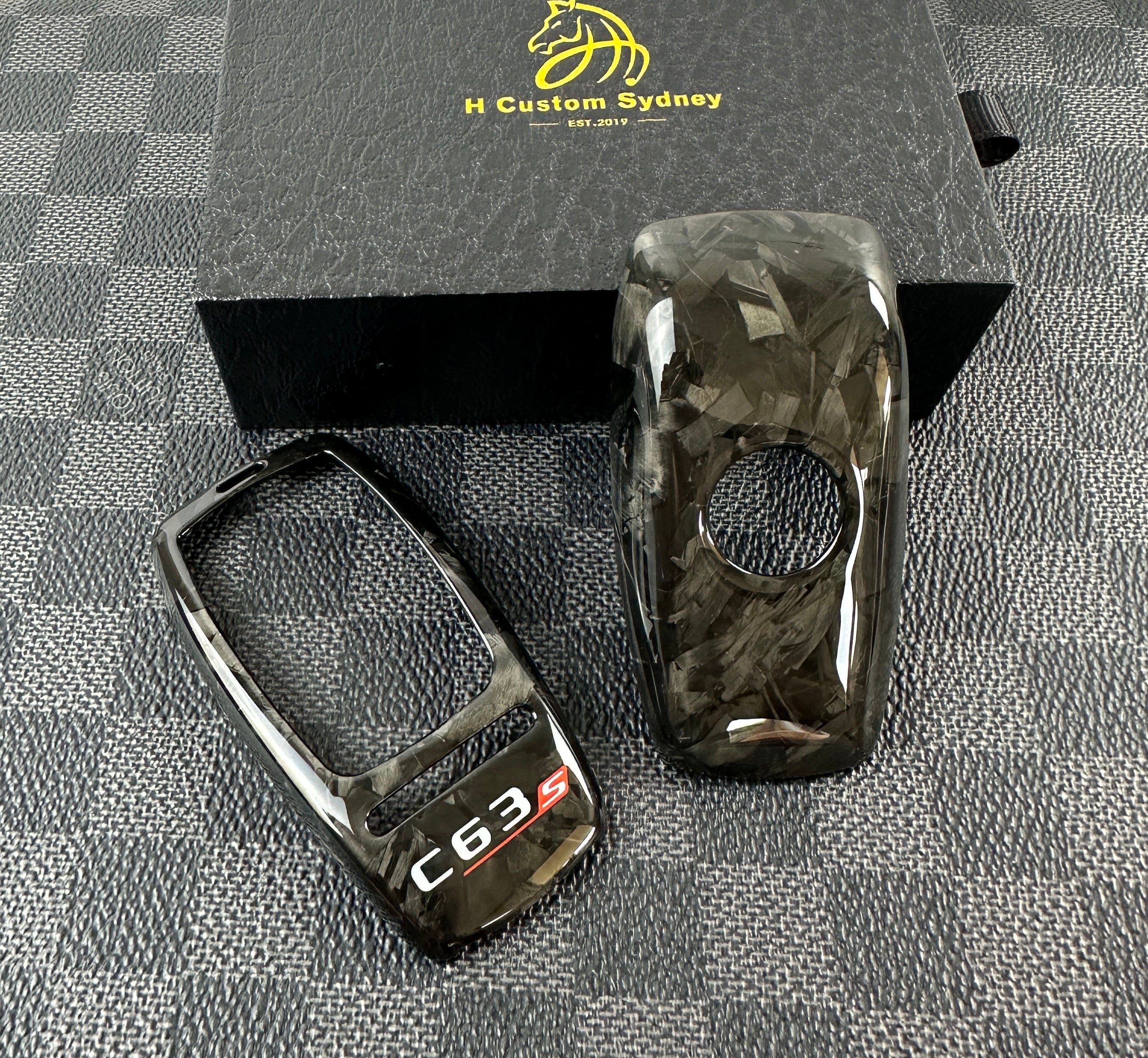 Luxury Forged Carbon Fiber Key Fob Cover Case For Mercedes W205 C63S A ...