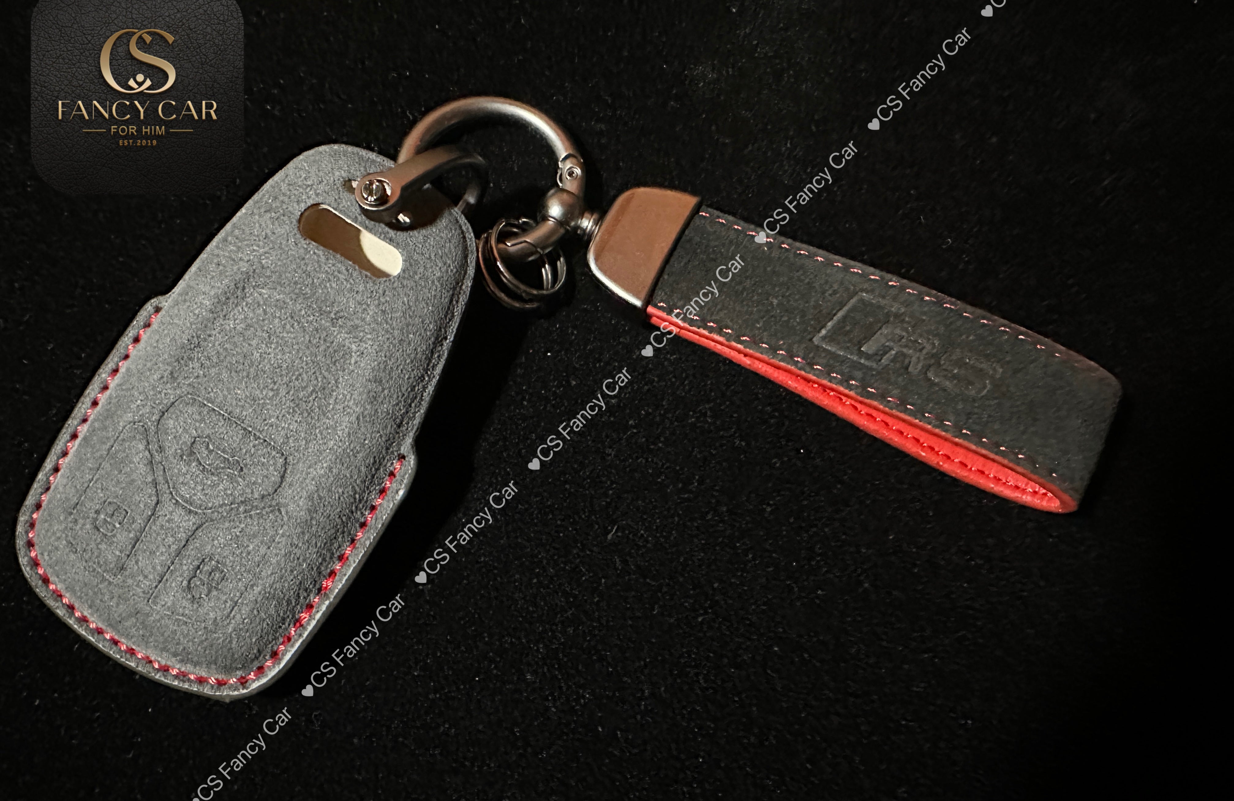 Premium Alcantara Leather Key Fob Cover Case For Audi RS4 RS5 TTRS Cus ...