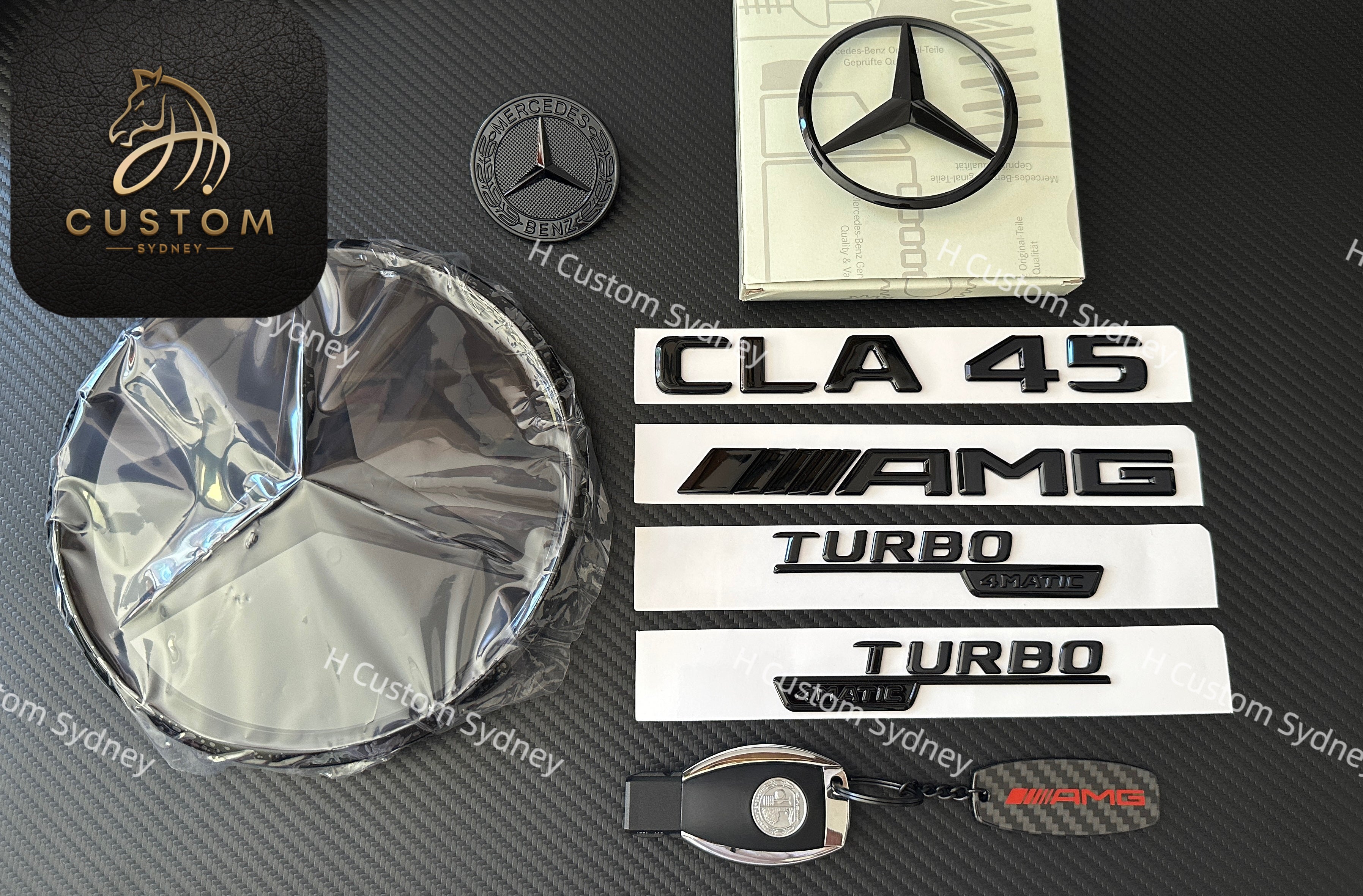 All Black CLA45 Full badges Package for Mercedes CLA45 C117 2015-2019 ...