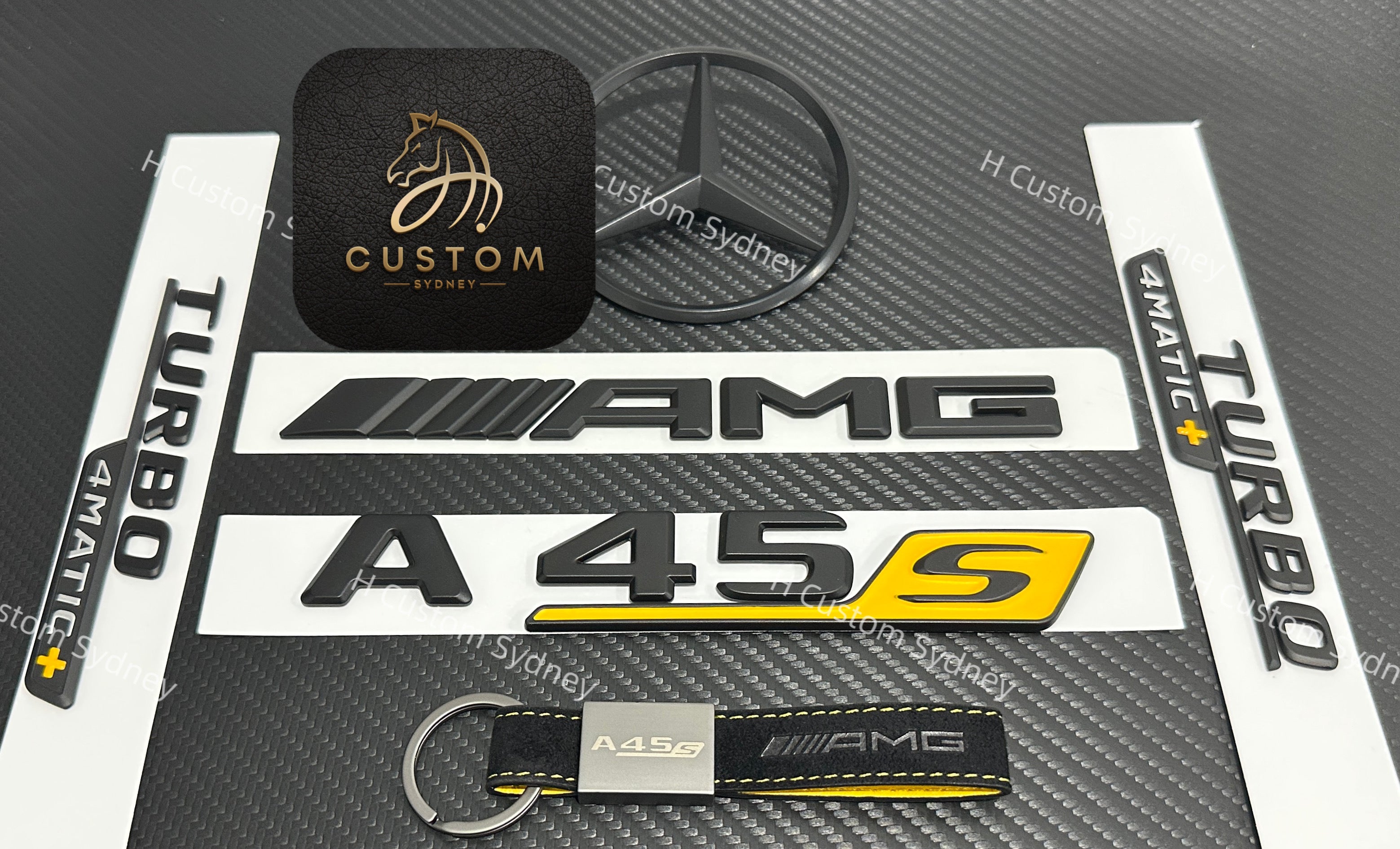A45S Matte Black Full Badges Emblems Package For Mercedes A45S W177 Ex ...