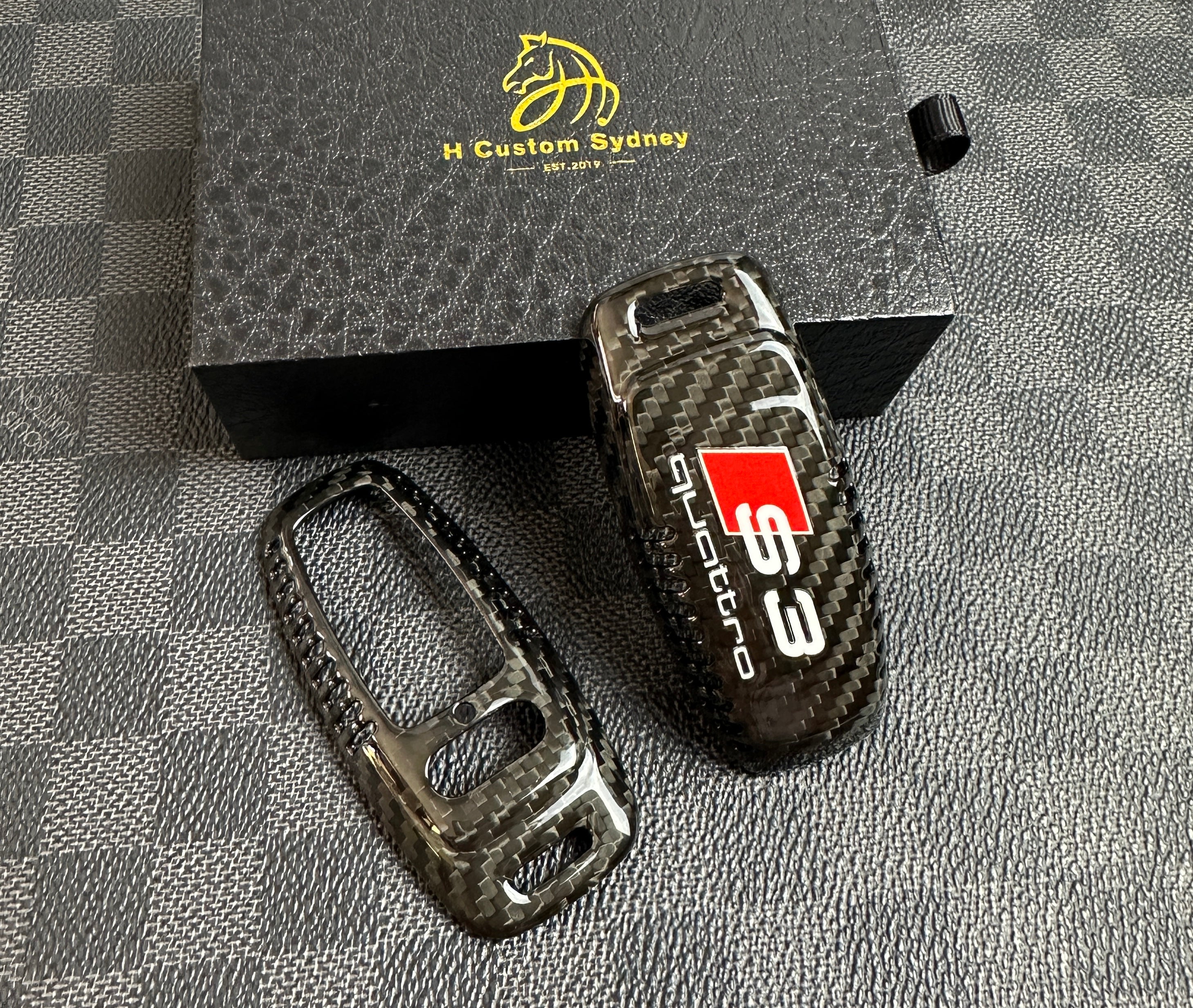 Genuine Carbon Fiber Key Fob Cover Keyring Pack For Audi S3 RS3 GY Mod ...