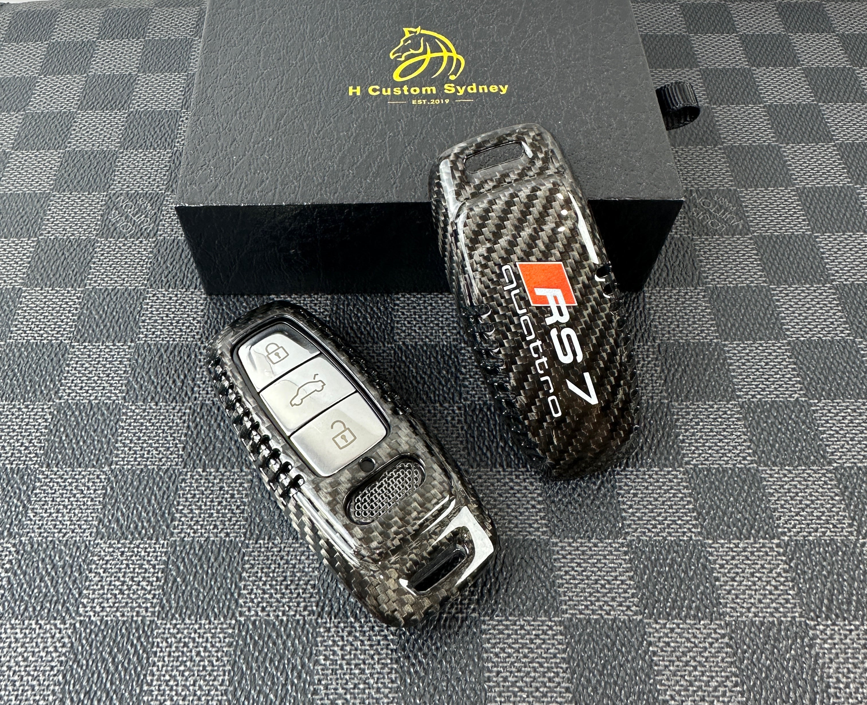Premium Genuine Carbon Fiber Key Cover Keyring Package for Audi S7 RS7 ...