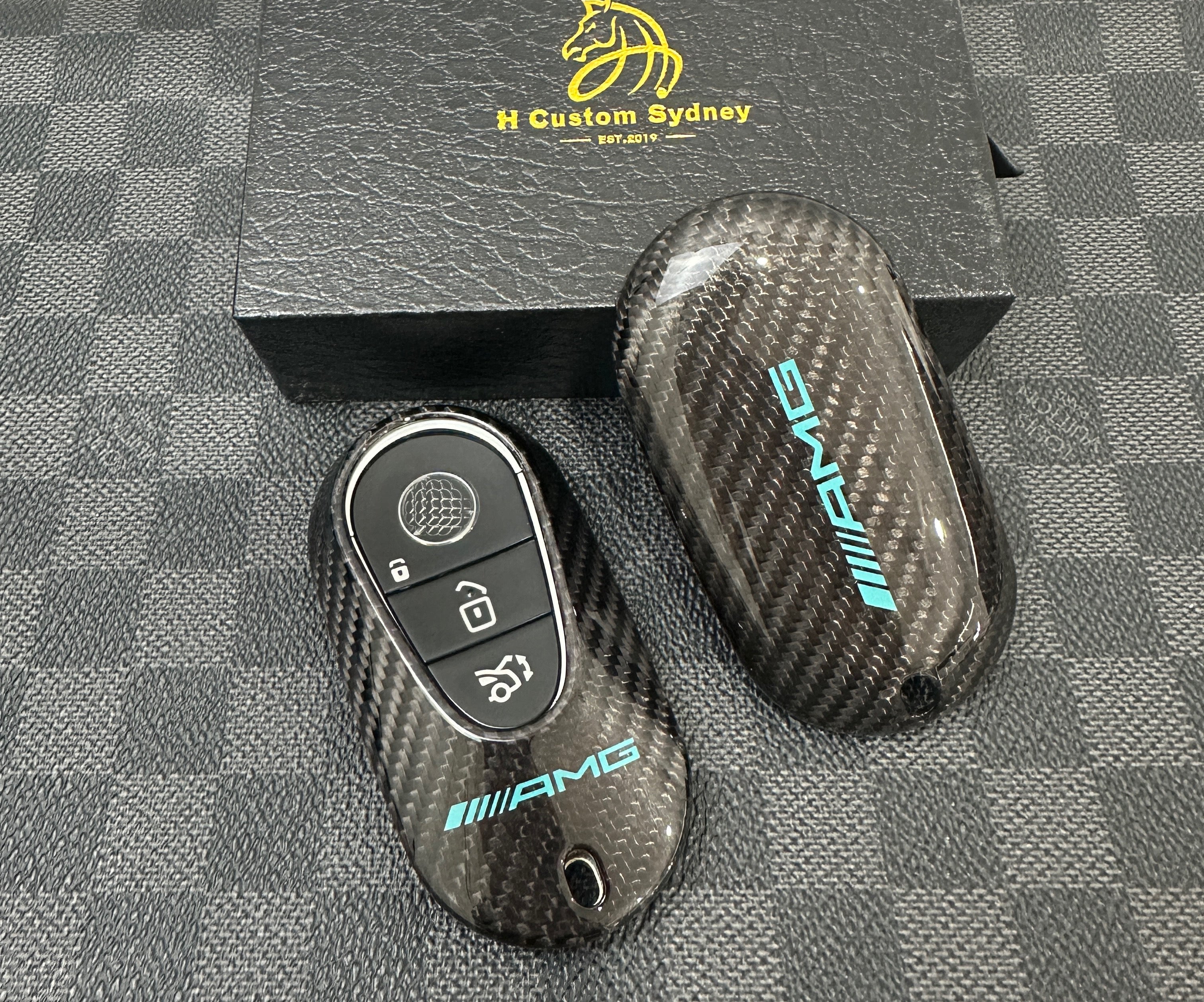 Luxury Carbon Fiber Key Fob Cover Case For Mercedes AMG New C E GLC S ...