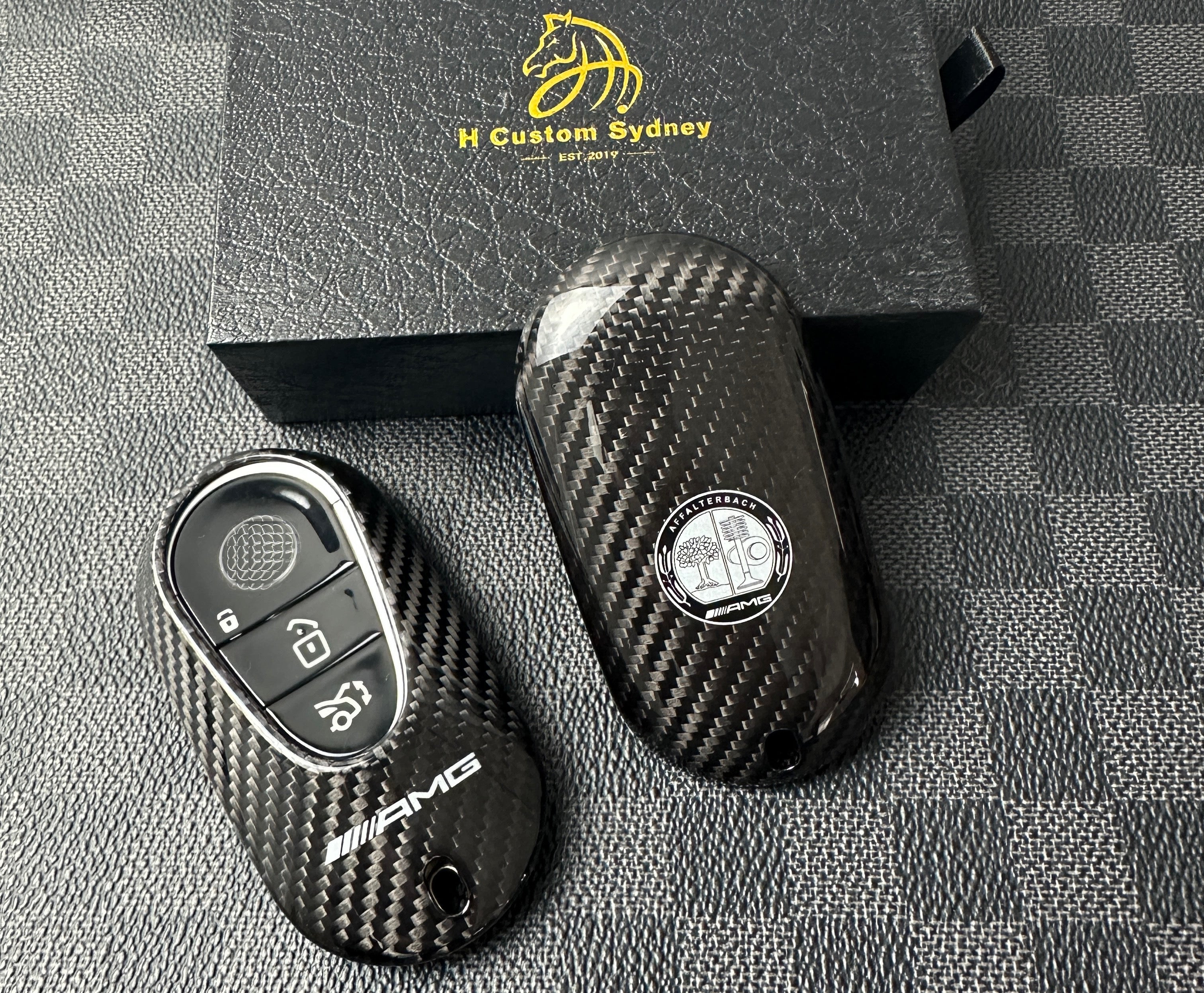 Luxury Carbon Fiber Key Fob Cover Case For Mercedes AMG New C E GLC S ...