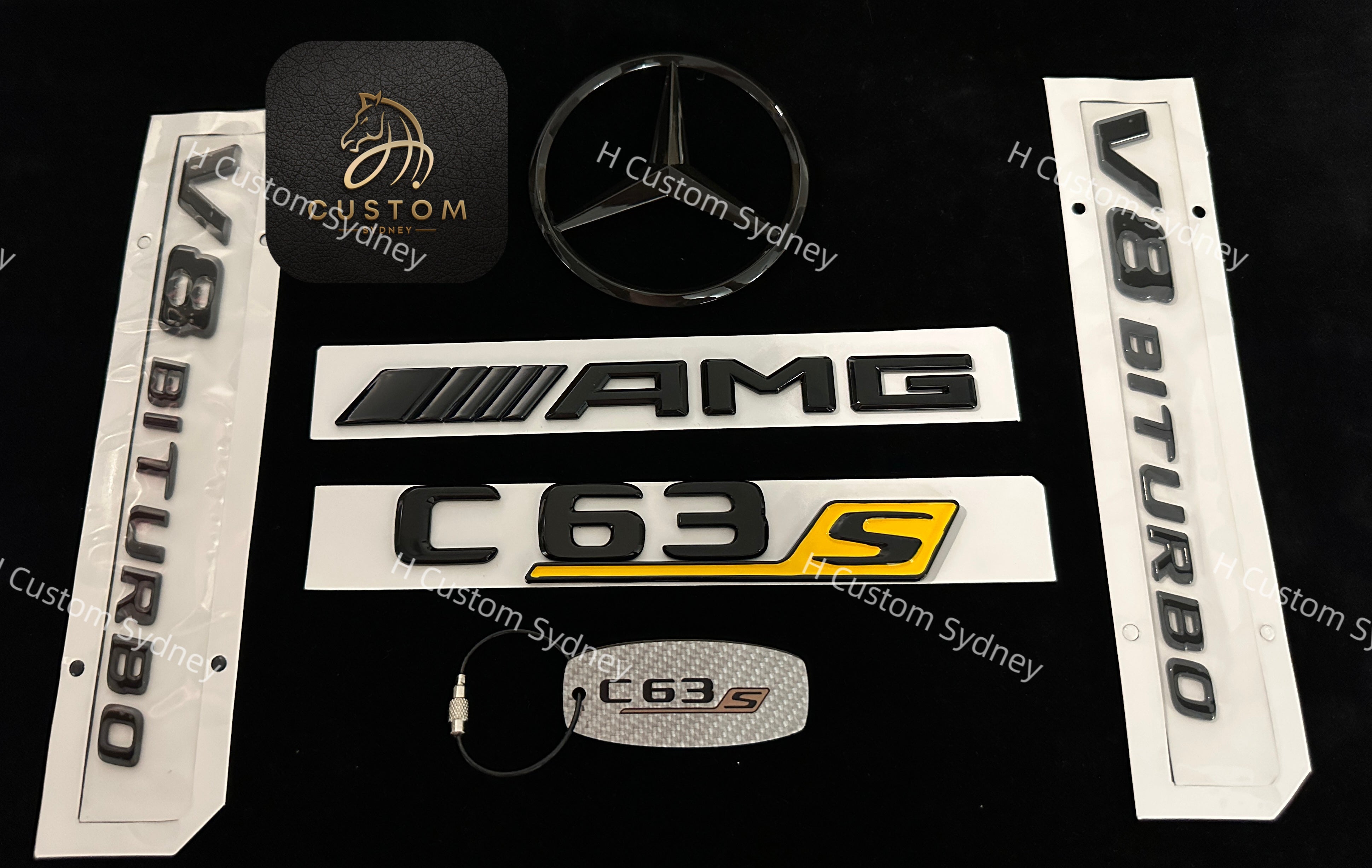 Custom Gloss Black C63S Badges Package For Mercedes C63s W205 C205 S20 ...