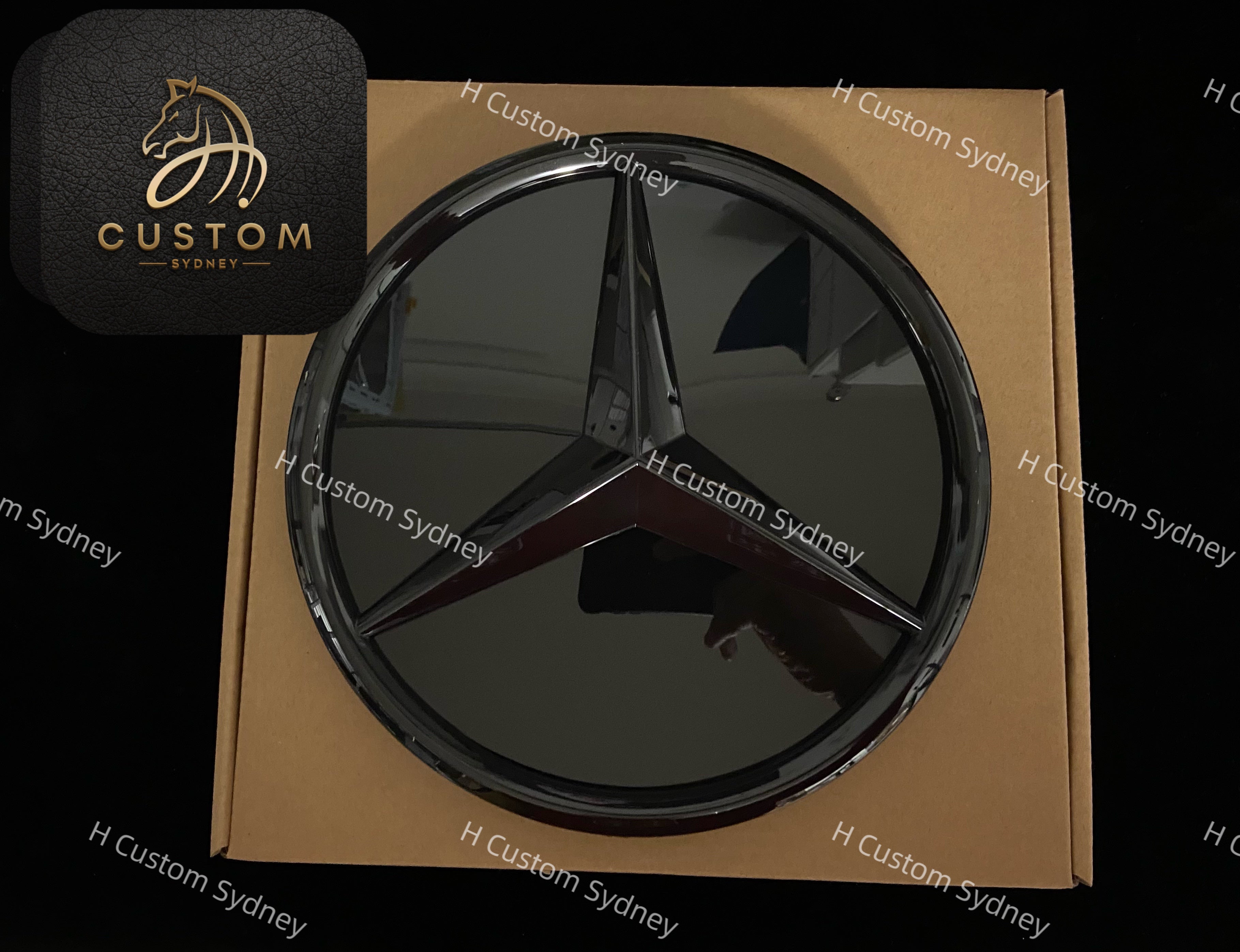 Mercedes Front Grille 3D All Black Star Emblem Badge For C200 C250 C30 ...