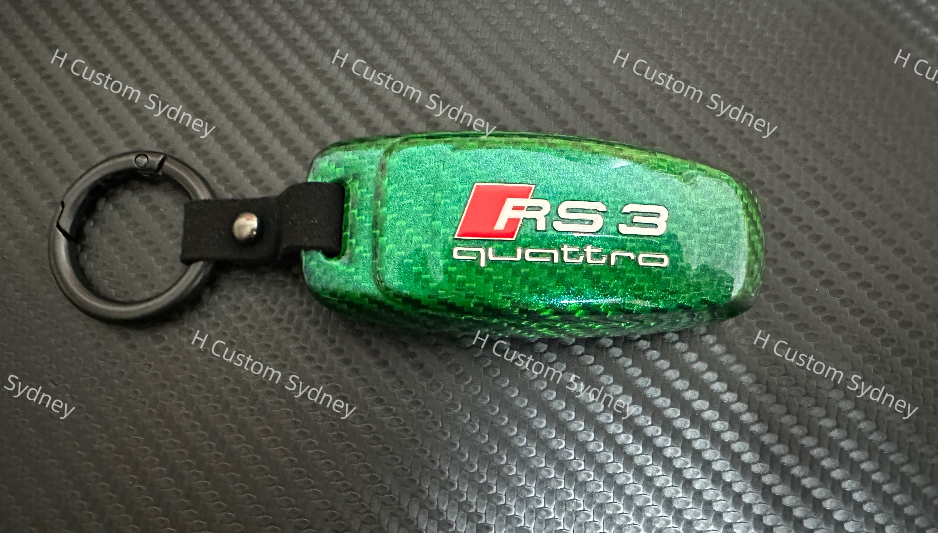 Premium Genuine Fiber Key Fob Cover For New 8Y RS3 Custom Made Exclusi ...