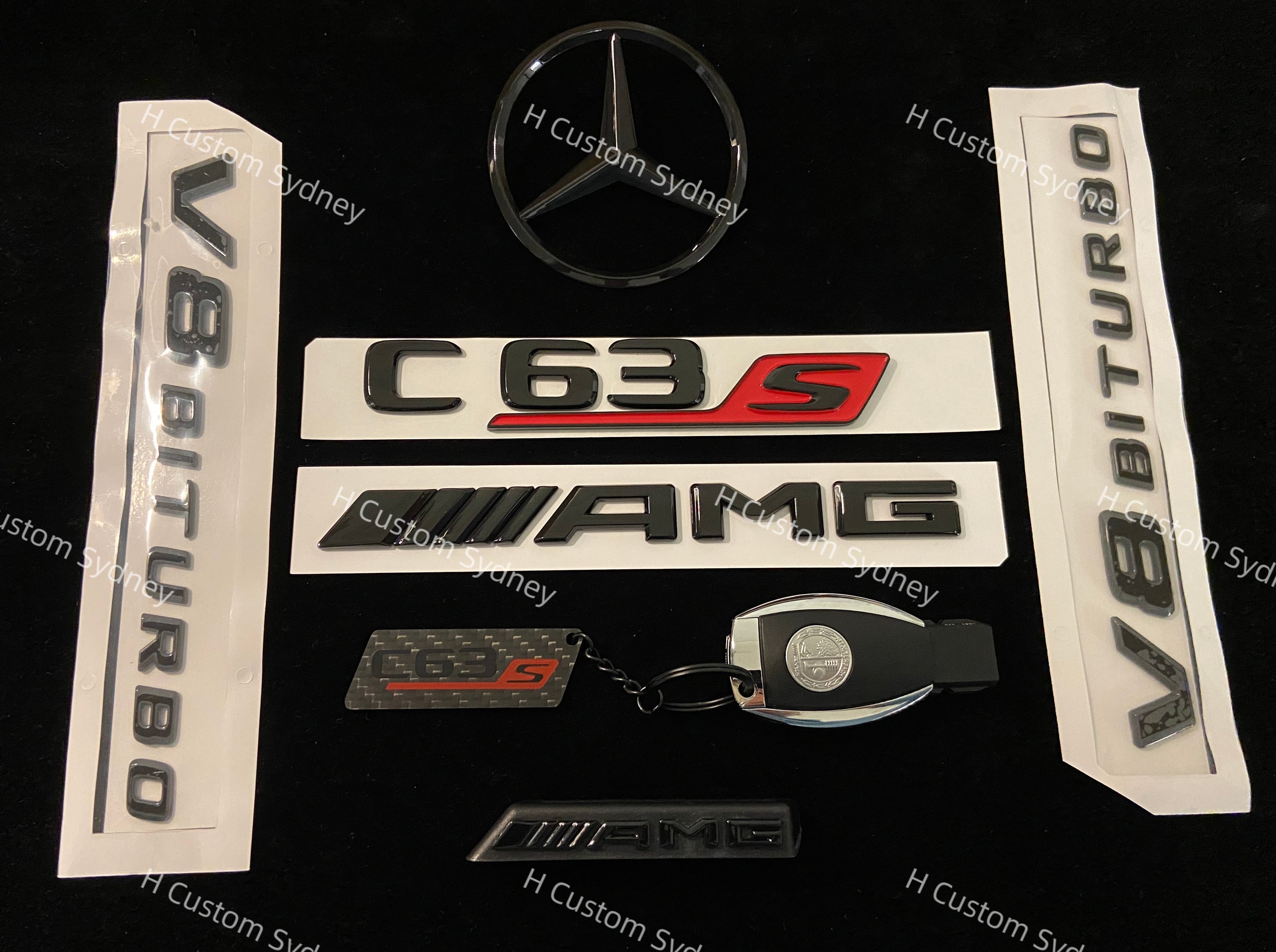 Gloss Black C63S AMG V8 BITURBO Badges Emblems Package W205 C205 S205 ...