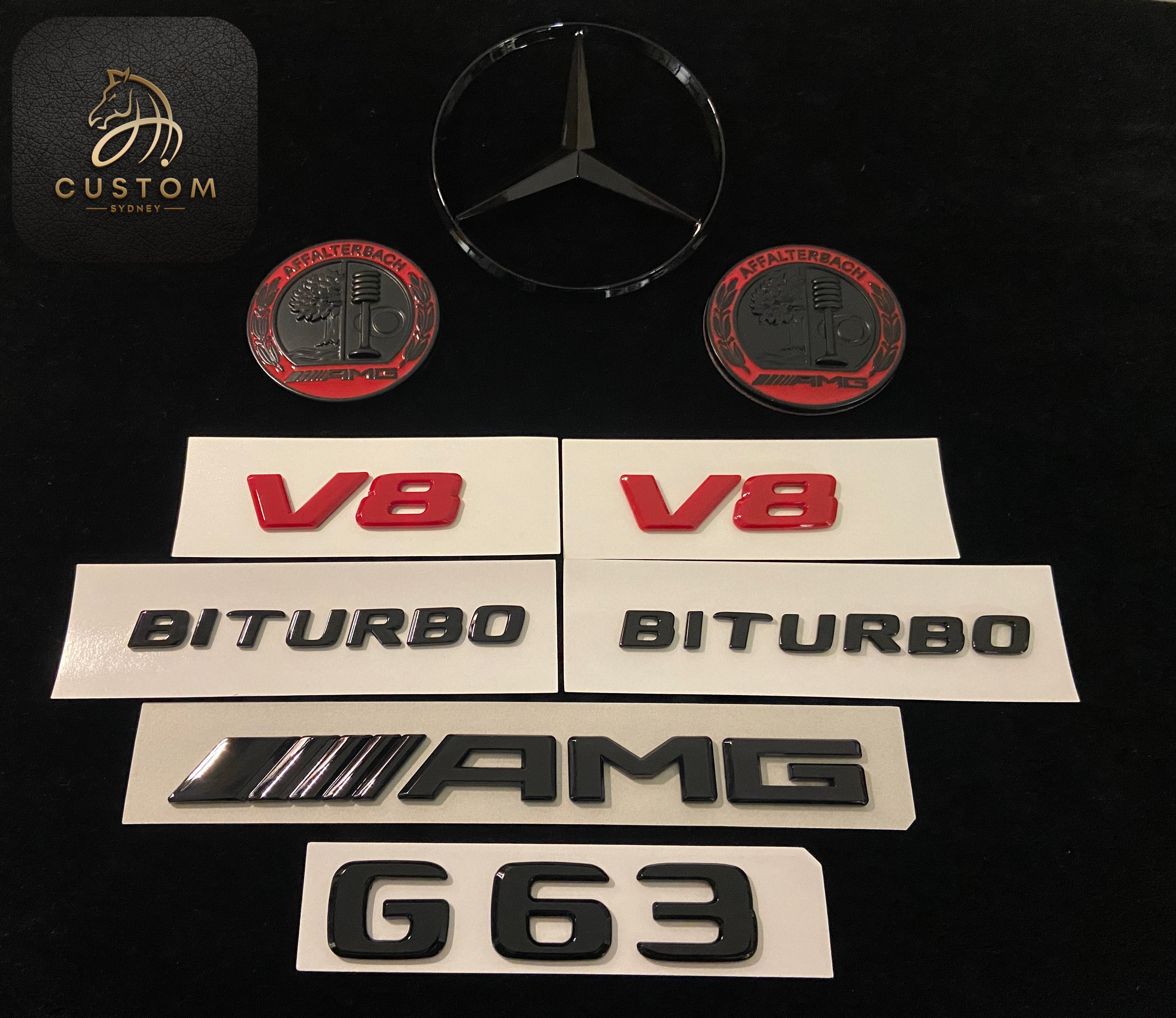 Gloss Black G63 Badges Package For Mercedes G63 AMG W463 W464 Exclusiv ...