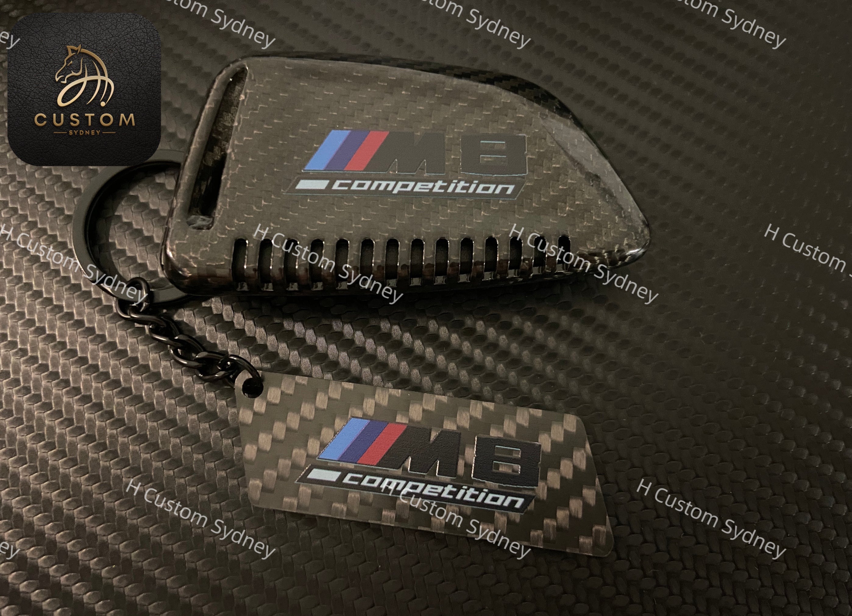Genuine Carbon Fiber Keyring Key Fob Cover For BMW M3 M4 M5 M8 Competi ...